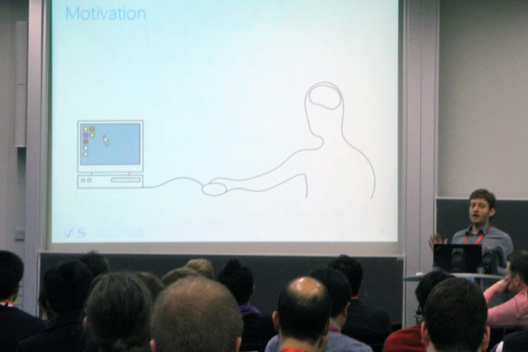 Francisco Kiss from the University of Stuttgart, presenting the “Design ...